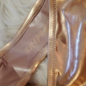 SKIMS | Swim | Skims Swim Cut Out Monokini Metallic Champagne Rose Gold ...